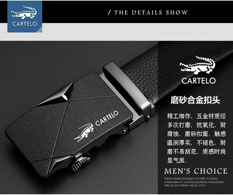 CARTELO จระเข้ เข็มขัดหนังวัวนิ่มสองด้านเกรดพรีเมียม หนังวัวแท้100% เข็มขัดหนังแท้ สายเข็มขัด ...