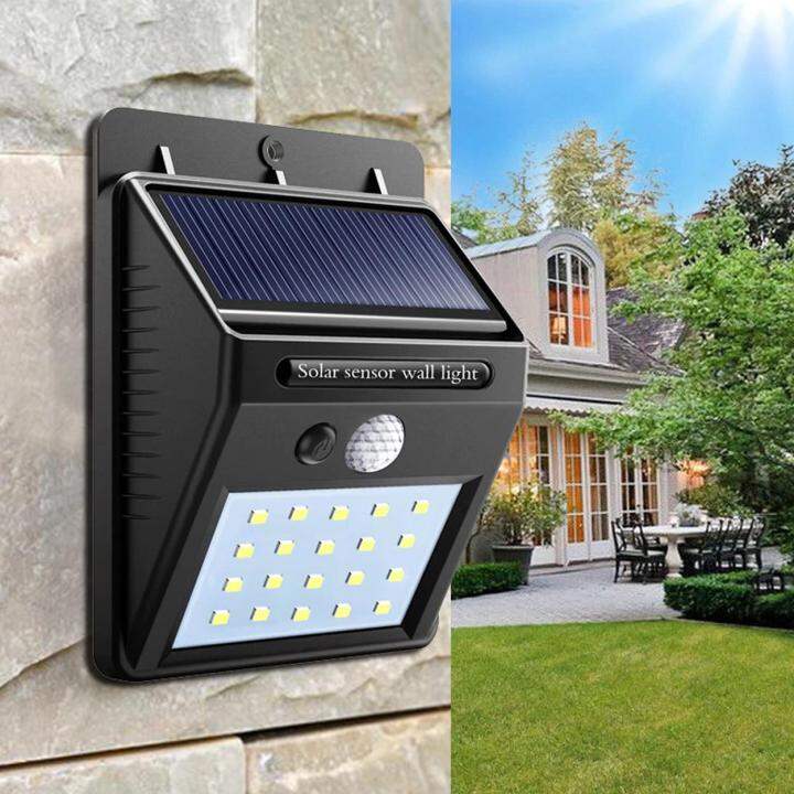 20 LED Solar Powered LED Wall Light PIR Sensor CDS Night Sensor | Lazada PH