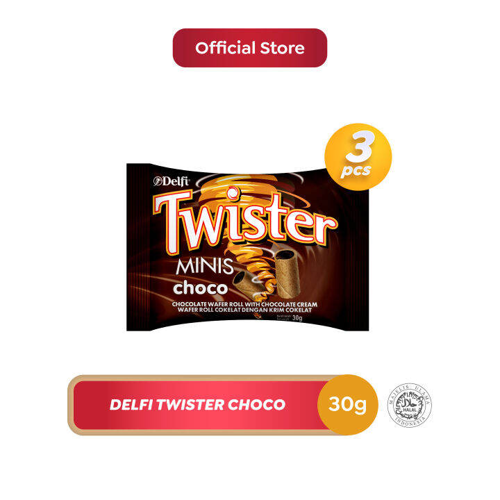 Delfi Twister Wafer Roll Minis Chocolate 30 g - 3 Pcs | Lazada Indonesia