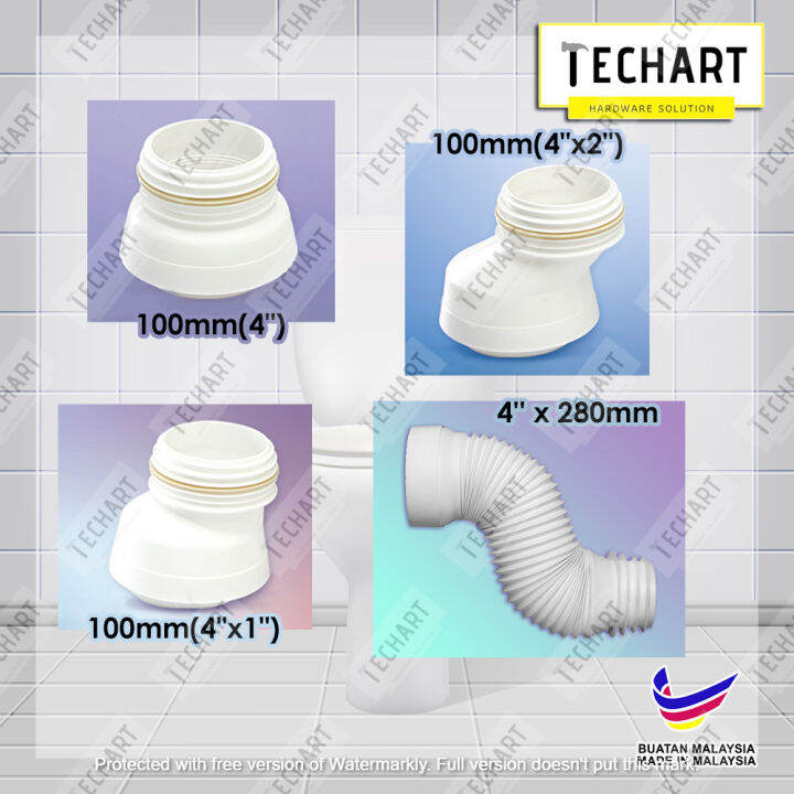 TECHART OFFSET PAN CONNECTOR for WC TOILET - STRAIGHT / 1 INCH / 2 INCH ...