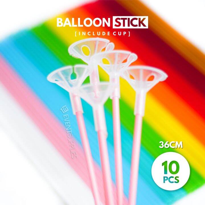 [10Pcs] Stik Balon stick balon dan cup ulang tahun Tebal Balloon bening ...