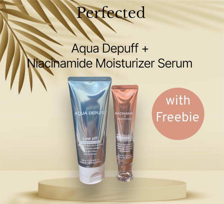 Perfected Aqua Depuff Cleanser + Niacinamide Moisturizer Serum Bundle ...