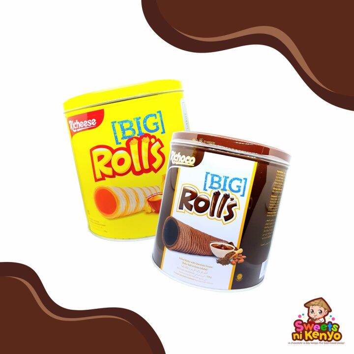 Yummy Big Rolls Rolled Wafer With Chocolate Cream Richeese Big Rolls ...