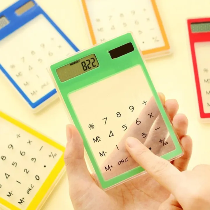 Ultra Slim Mini Transparent Calculator Solar Powered LCD 8 Digit Touch ...