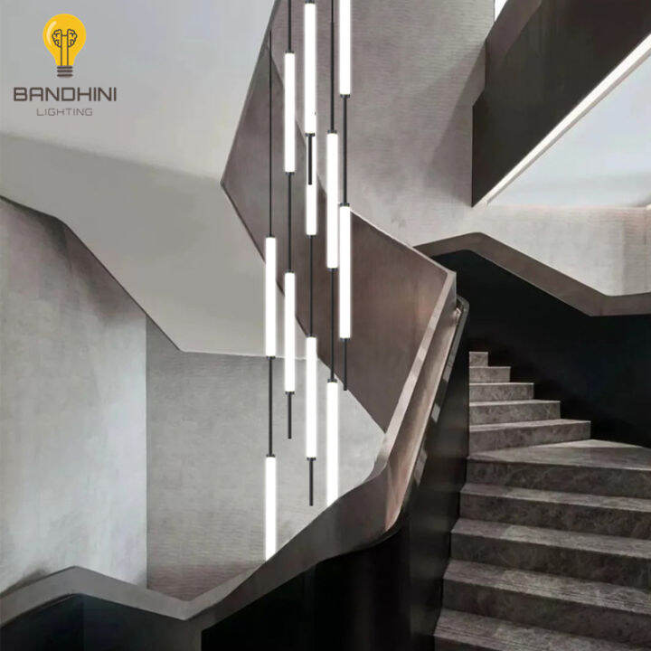 New LED chandelier duplex villa high-rise staircase living room indoor ...