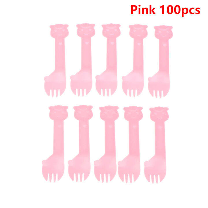 zhaungshipinjiaju💕 10/100Pcs Alpaca Spoon Fork Bento Vegetable Fruit ...