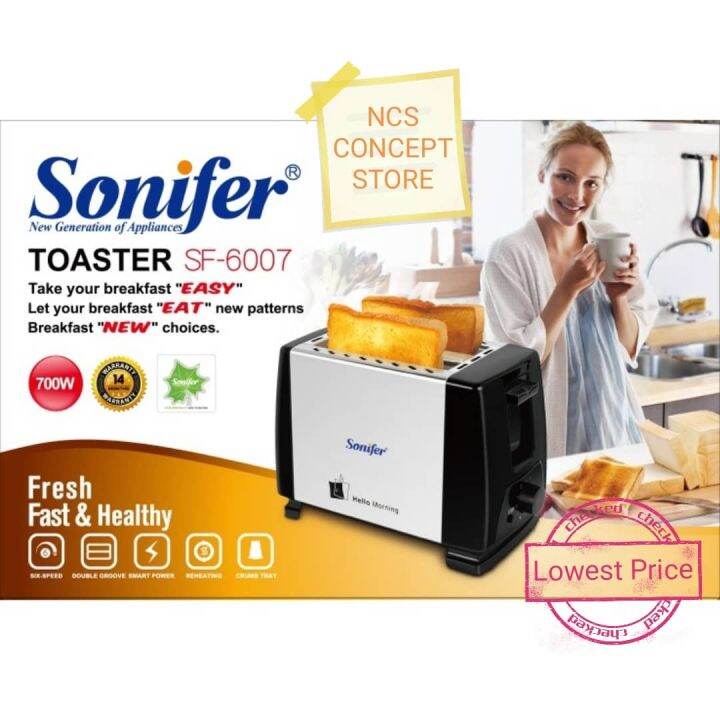 Sonifer Toaster Baking 2 Slices Bread SF-6007 700W 烘面包机 | Lazada