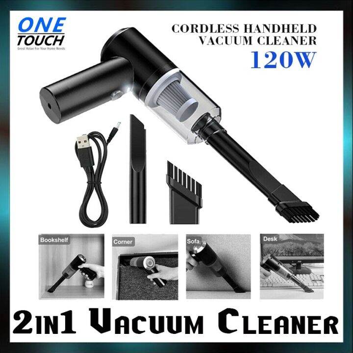 2in1 Mini Vacuum Cleaner Portable LED Wireless Hand-Held Wet and Dry ...