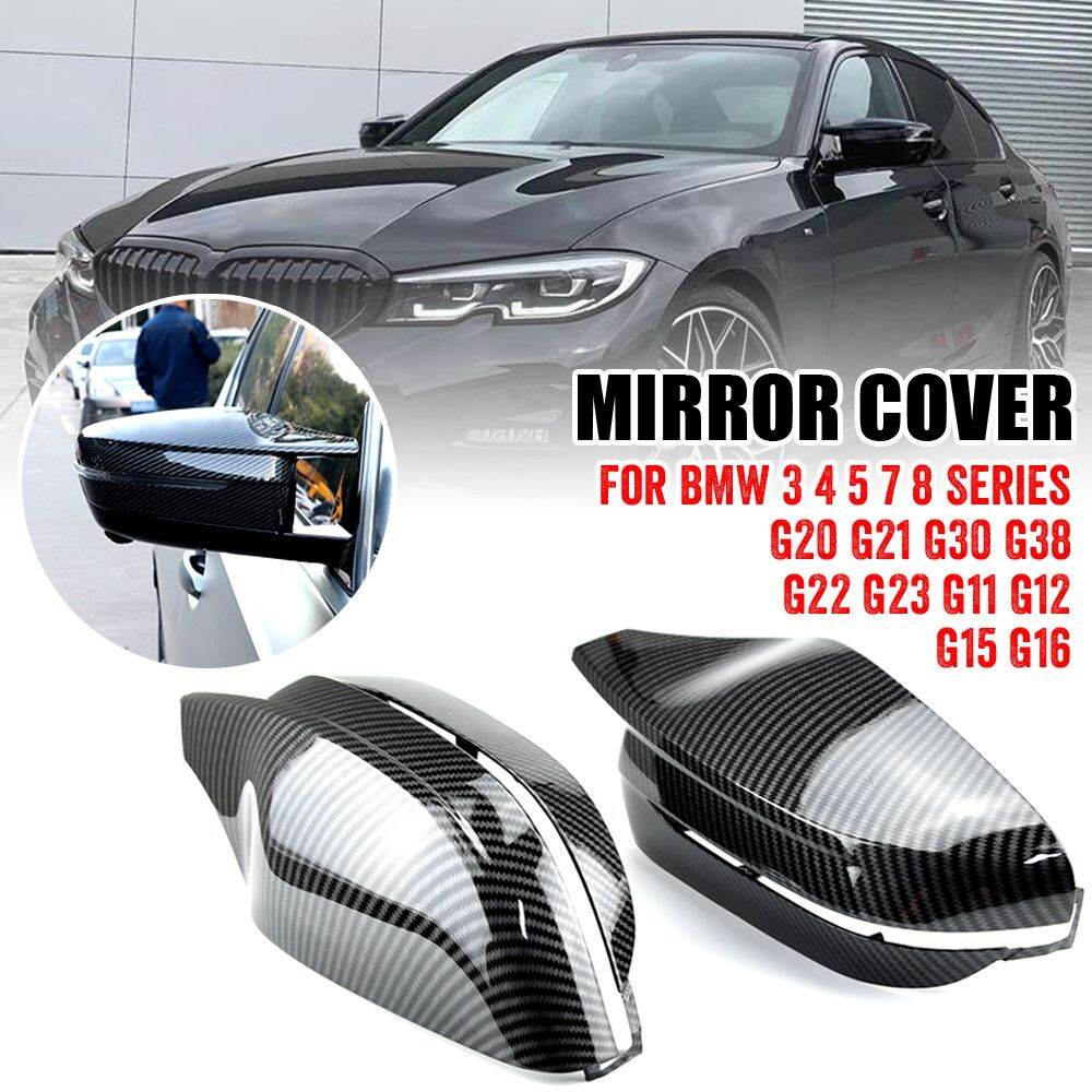 2p Bright Black Side Wing Rearview Mirror cover caps for BMW 3 Series G20 G21 G28 320d 330e 330i ...