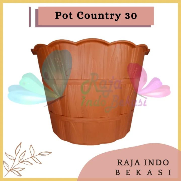 Pot Shallom Country 30 Merah Bata Coklat Terracotta Terakota Putih Pot ...