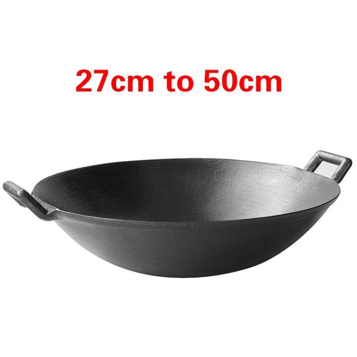 Free Shing Cast Iron Wok Cooking Pot No Coating Noo-Stivk Classical ...