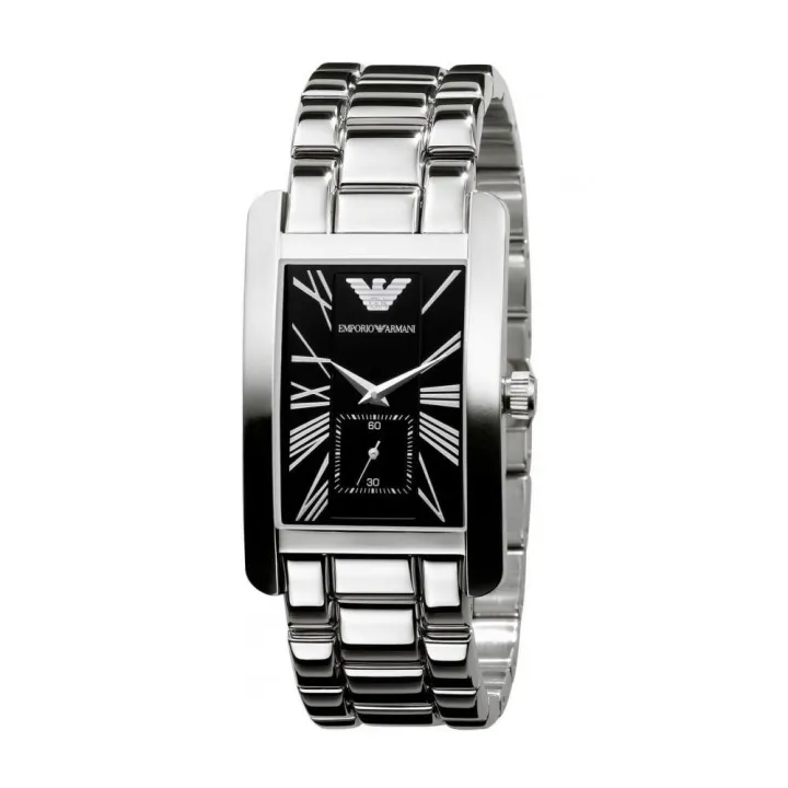 นาฬิกาข้อมือผู้ชาย ARMANI Black Rectangle Stainless Steel Bracelet Men ...