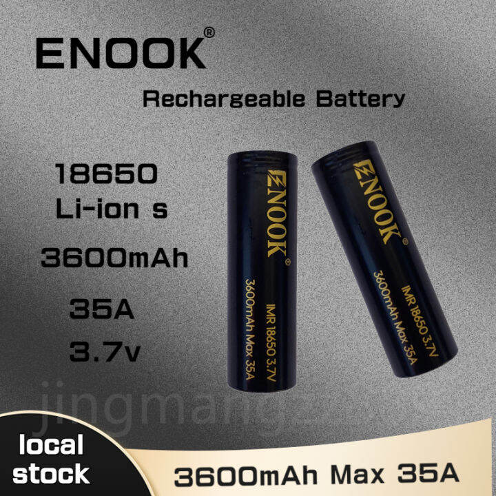 Enook 18650 Battery 3600mAh 35A Rechargeable 3.7V Lithium Spot goods ...
