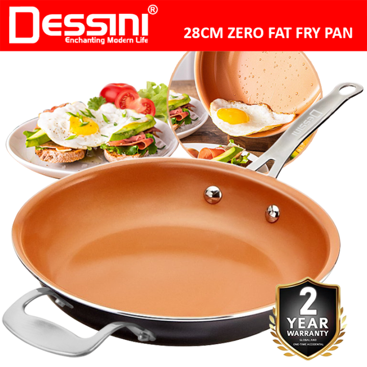 DESSINI ITALY Zero Fat 28CM Frying Pan Die Cast Aluminium Induction Non ...