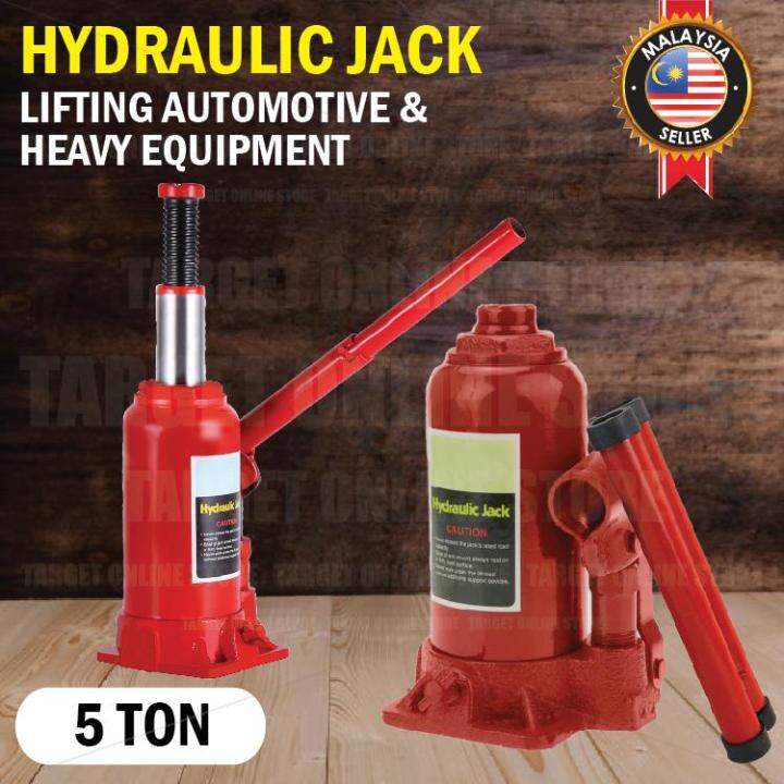5 TON Heavy Duty Hydraulic Bottle Jack Lifting Stand Emergency Vehicle ...