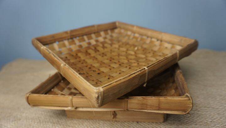 (KOTAK) Piring Bambu Penyetan / Piring Bambu Bulat / Piring Makan Bambu ...