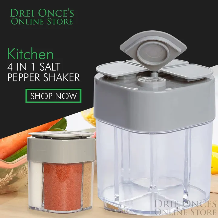 4 in 1 Salt and Pepper Shaker - Empty Spice Dispenser with Multi Holes ...