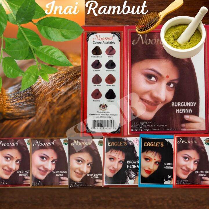 INAI RAMBUT HALAL DAN PATUH SYARIAH (8 Pewarna) | Lazada