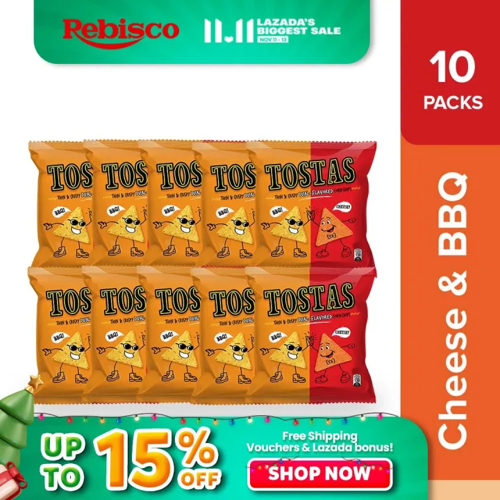 Tostas Corn Chips Cheese & BBQ 26g x 10Pcs | Lazada PH