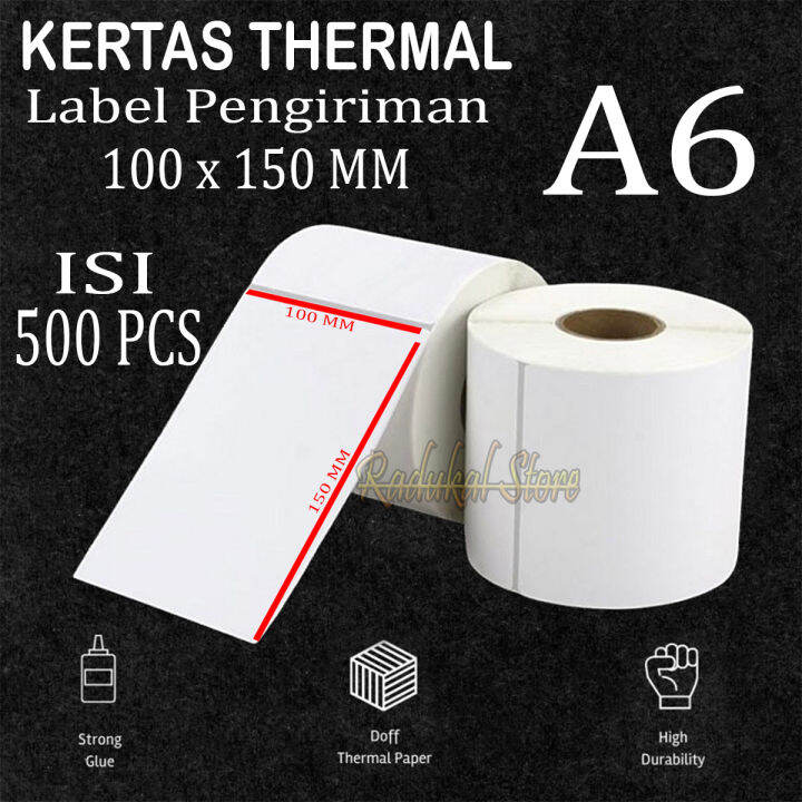 Kertas Thermal 100 x 150 mm ( A6 ) isi 500 / Kertas Label Barcode ...