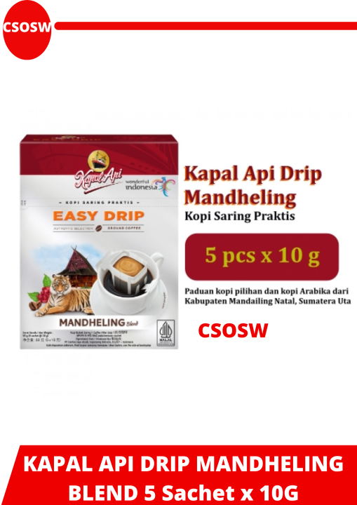 KAPAL API DRIP MANDHELING BLEND BOX 5 Sachet x 10 Gram KOPI DRIP KAPAL ...