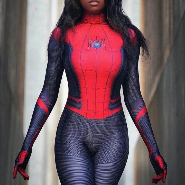 Spiderman Far From Home Cosplay Woman Sexy Zentai Suit Jumpsuit Spandex