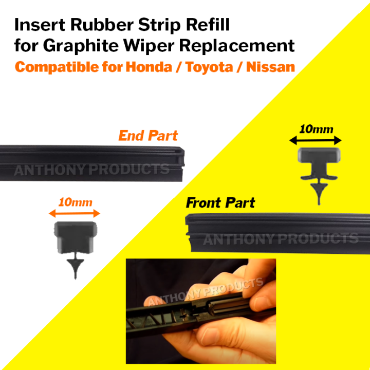 Wiper Replacement Rubber Strip Refill Insert NWB Mitsuba Design Compatible for Honda Toyota ...