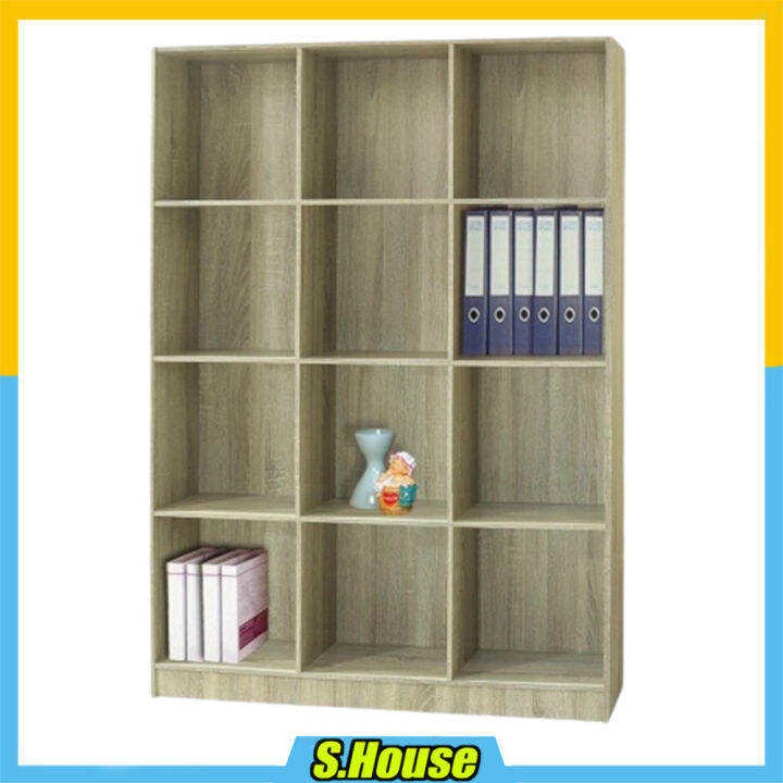 Shelf Cabinet Cupboard 12 Compartment Wood Rack File Door Book Rak ...
