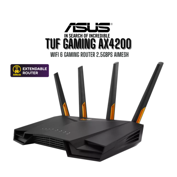 ASUS TUF-AX4200 TUF Gaming AX4200 Dual Band WiFi 6 Gaming Router with ...