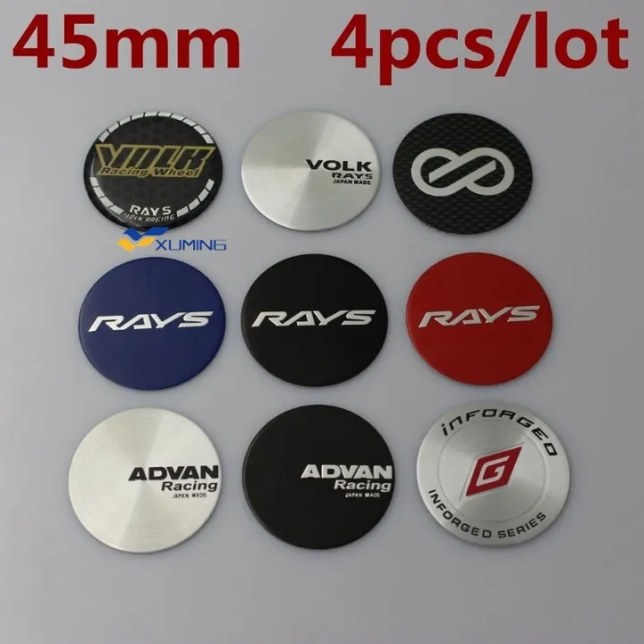 4PCS 45MM ENKEI ADVAN Wheels Center Cap Stickers VOLK RAYS WORK LOGO ...