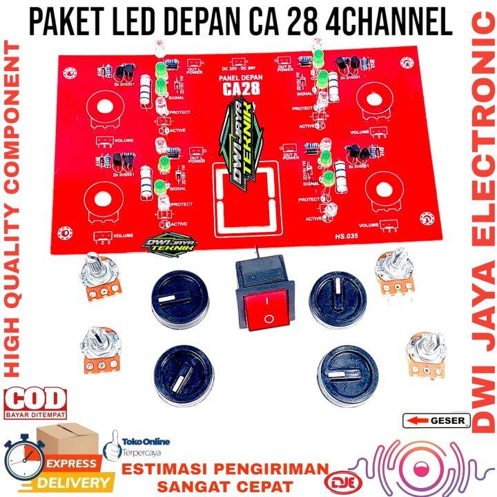 LED panel depan plat amplifier ca 28 +4kenop+4 potensio mono | Lazada ...