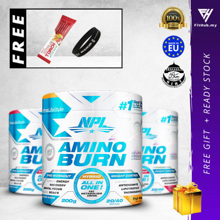 NPL Amino Burn (200g) Energy Recovery Mental Focus BCAA Halal Fitness ...