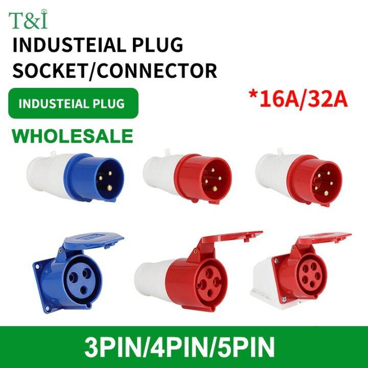 Industrial plug and socket waterproof connector 3PIN 4PIN 5PIN 16A/32A IP44 waterproof ...