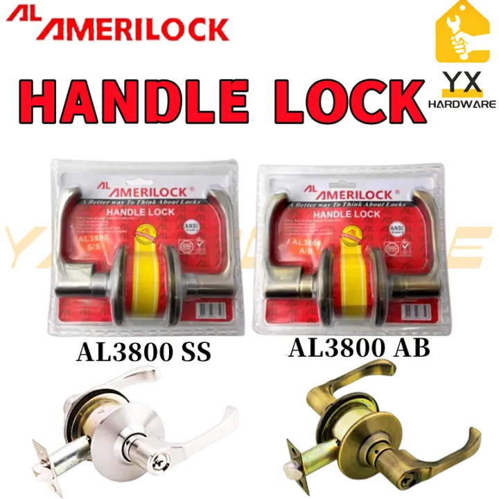 Amerilock Lever Type Antique Brass Handle Lock Lockset AL3800 AB/AL3800 ...