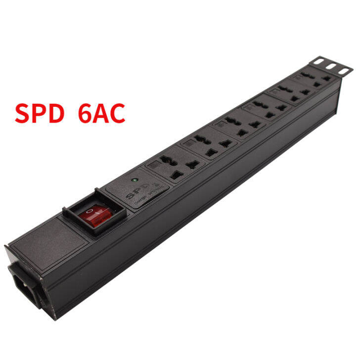 PDU server socket power strip, 6-way with surge protection, C14 male ...