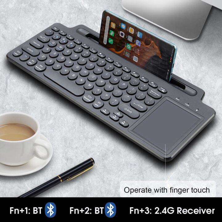 2.4G Wireless Bluetooth Keyboard with Number Touchpad Mouse Phone Card ...