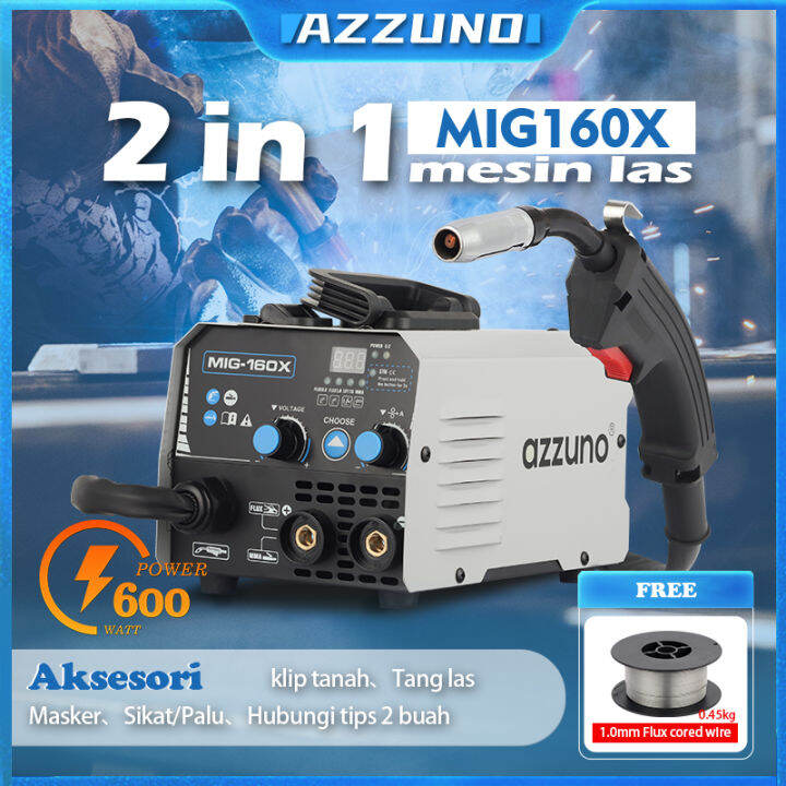 AZZUNO Mesin las listrik multipro 2 in 1 las otomatis listrik travo las 600 watt mig/mma las ...