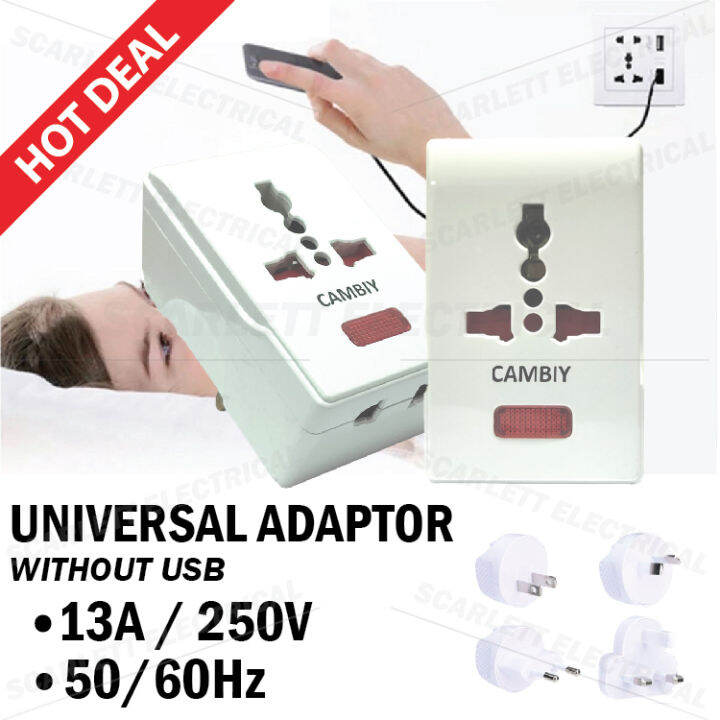 Universal Socket 3 Pin Plug Adaptor Travel Adapter Multi Switch ...