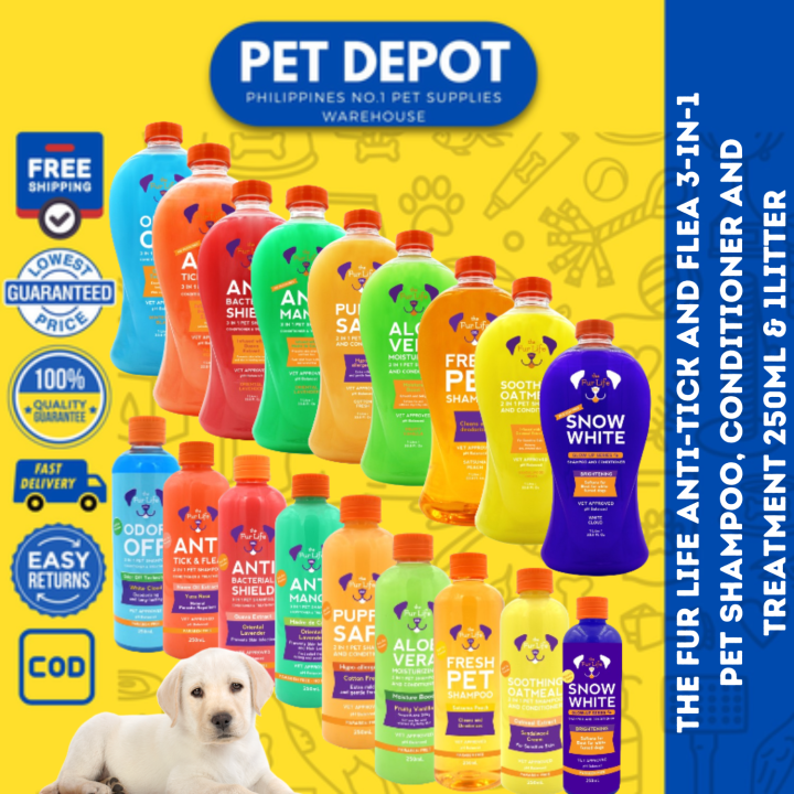 The Fur Life Anti-Tick and Flea 3-in-1 Pet Shampoo, Conditioner and ...