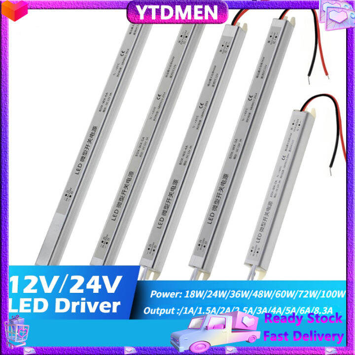 แหล่งจ่ายไฟ LED บางเฉียบ18W 24W 36W 48W 60W 72W 100W 240V โคมไฟหม้อแปลง1.5A 2A 3A 5A ไดร์เวอร์อะ ...