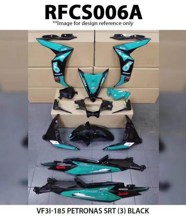 Rapido Cover Set VF3i 185 PETRONAS SRT (3) Black SYM Accessories Motor sym185 Hitam Petronas(3 ...