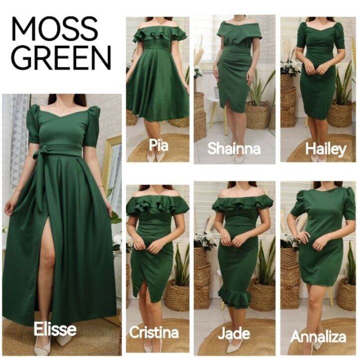 【COD】 MOSS GREEN COLOR BRIDAL ENTOURAGE BRIDESMAIDS LONG GOWNS PANG ...
