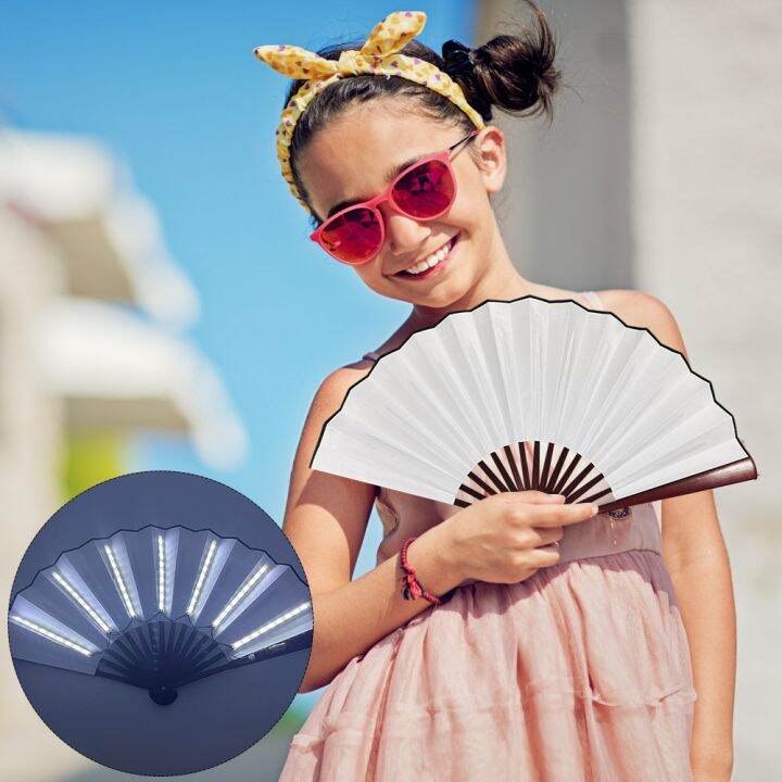 LED Symphony Luminous Silk Cloth Folding Fan Bar Party Performance ...