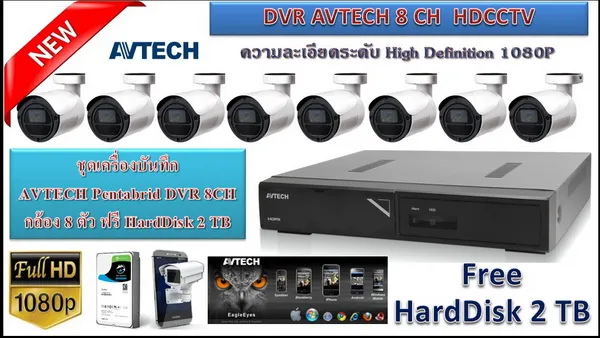 ชุดกล้องวงจรปิด AVTECH กล้อง2MP 8 ตัว | Lazada.co.th