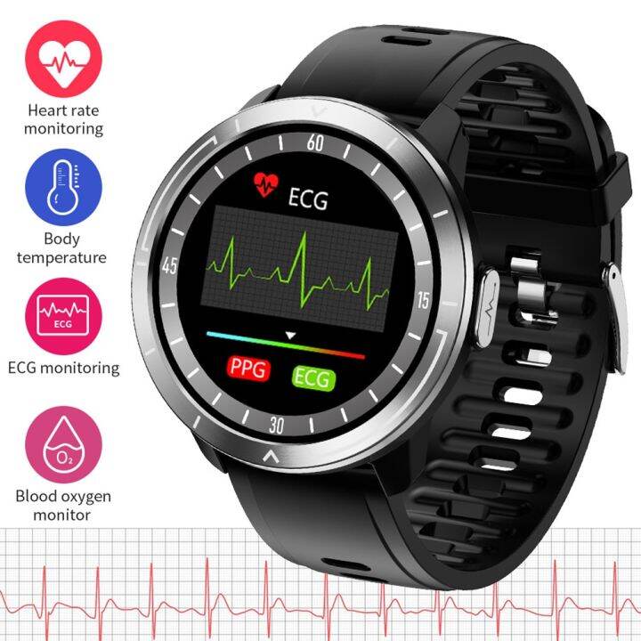ECG PPG Smart Watch Men 24H Body Temperature 1.3inch OLED Screen ...