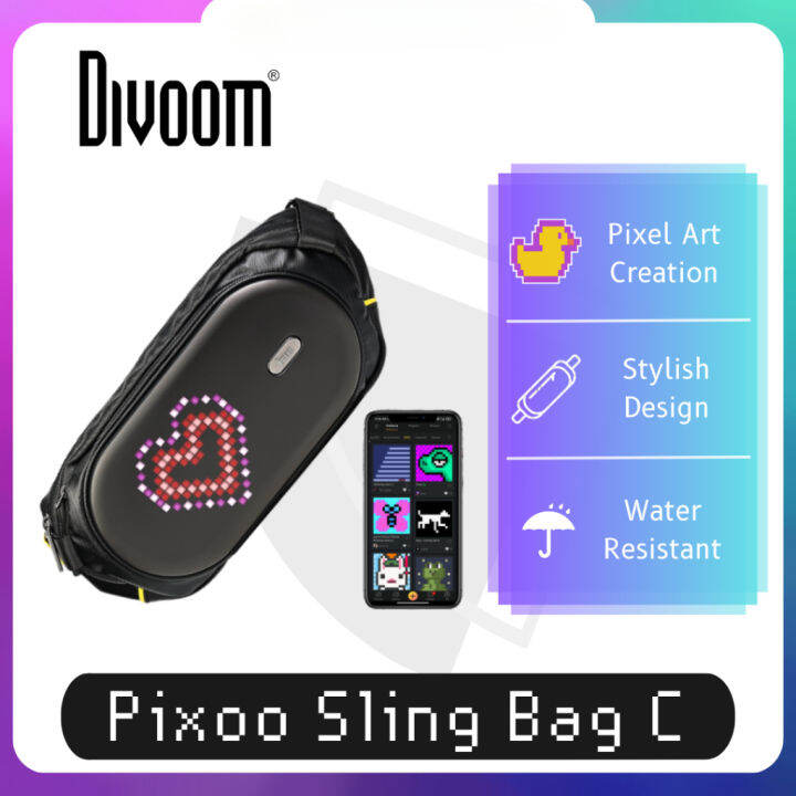 Divoom Pixoo กระเป๋าสะพาย C-กระเป๋าใส่สลิงขนาดกะทัดรัดทันสมัยที่สุดทนทานต่อสภาพอากาศปรับแต่ง ...