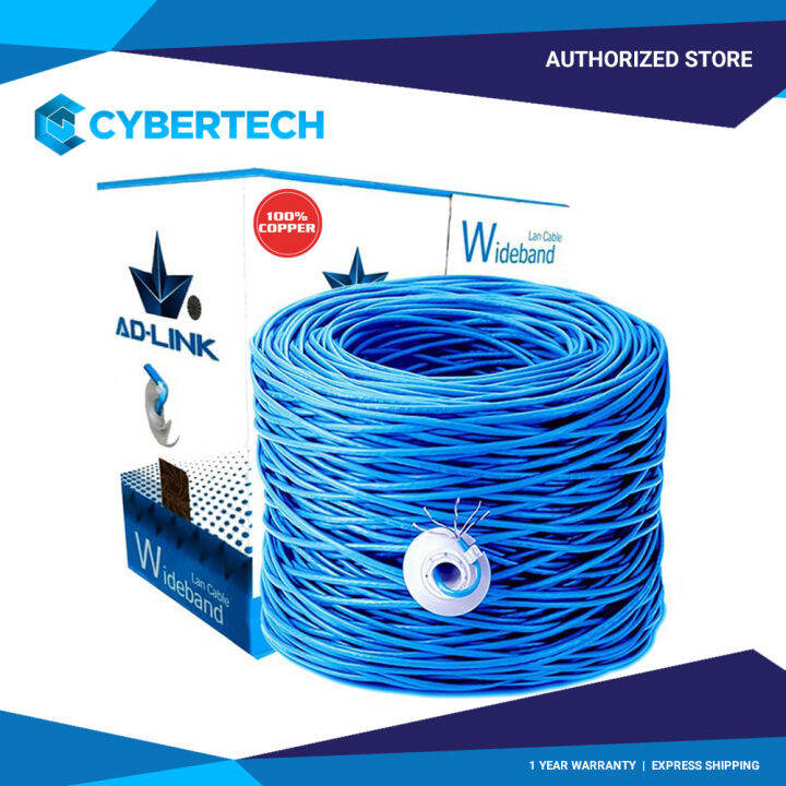 Ad-Link UTP Cable CAT6E Pure Copper 100m 0.52mm Blue (AD-IN601-B100 ...
