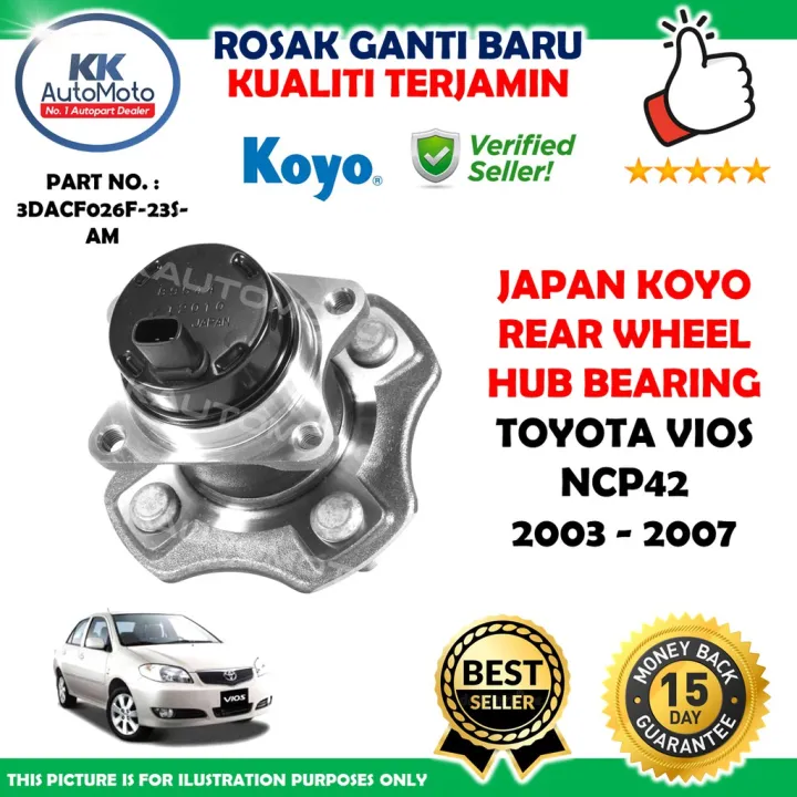 Toyota Vios NCP42 2003 - 2007 Genuine Japan Koyo Rear Wheel Hub Bearing ...