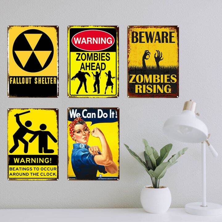 Warning Fart Zone Metal Sign Caution Do Not Enter Metal Poster Zombie ...