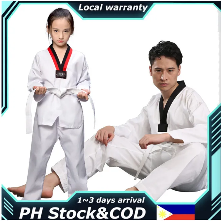 110cm-190cm Pure Cotton Taekwondo Dobok Clothes Children Adult Karate ...